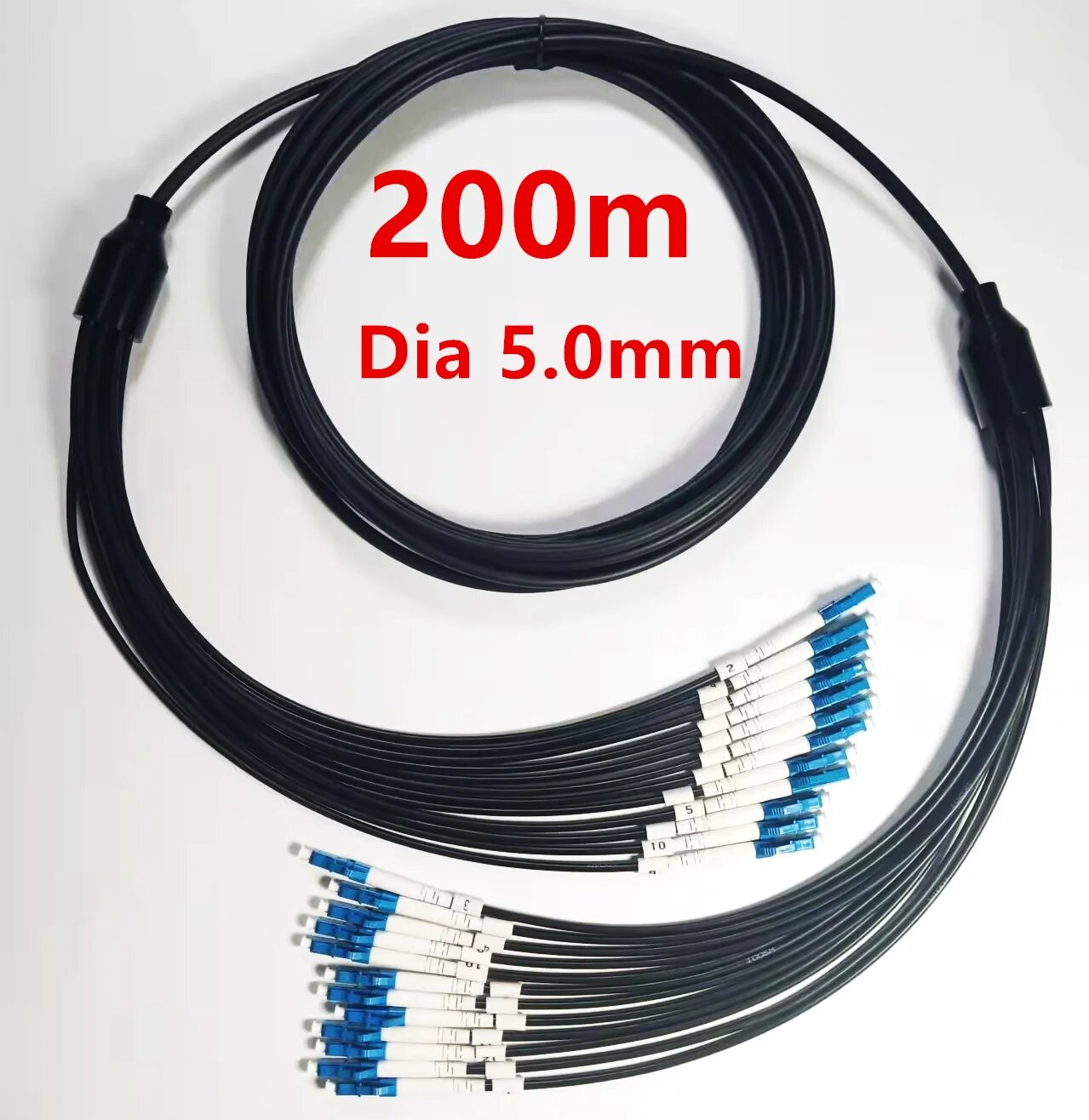 Зшзтл 12C 200M Одномодовый оптоволоконный кабель, TPU, LC/UPC, 200 м LC-LC