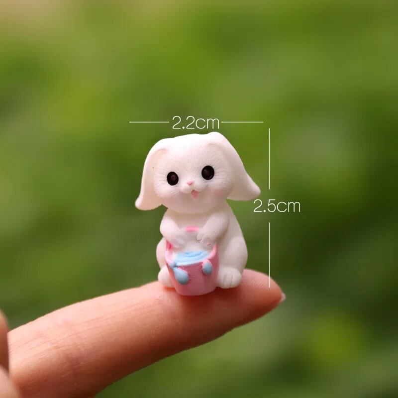 Миниатюрный кролик из смолы для декора Розовый, rabbit