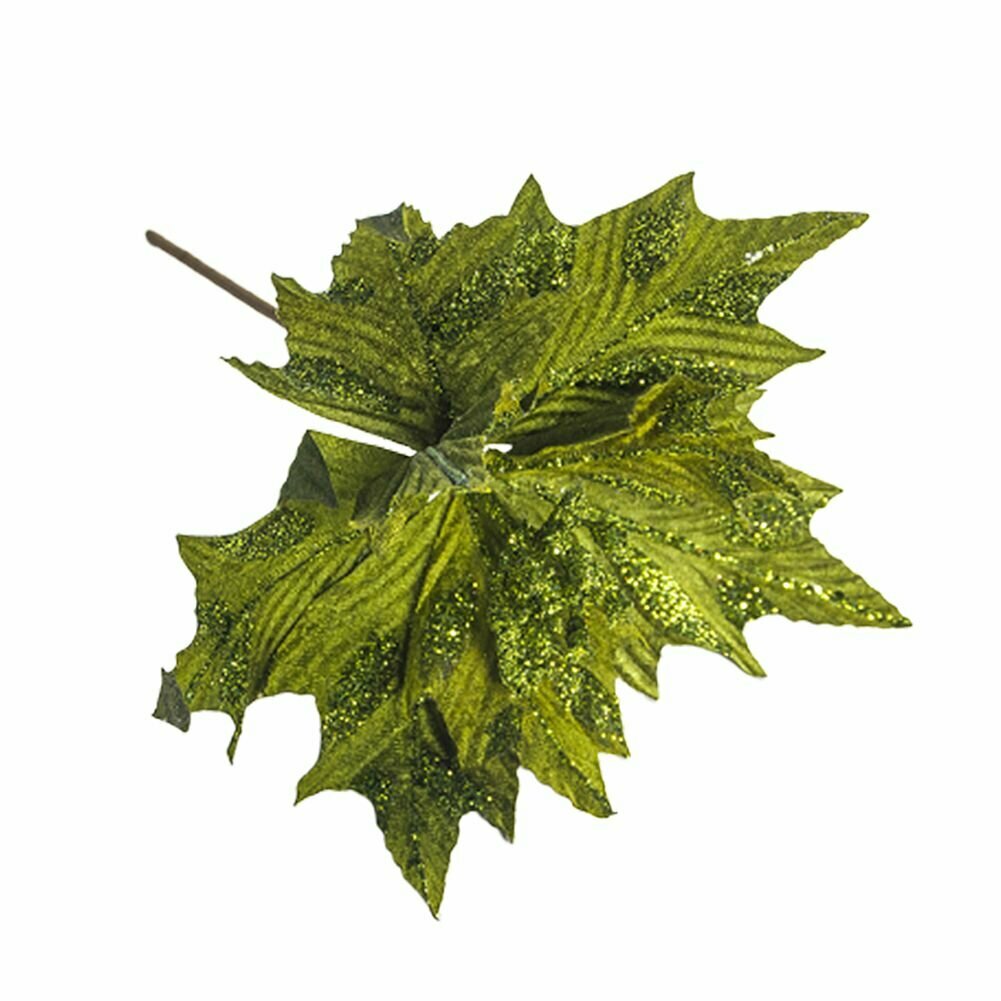 Рождественская имитация листьев, ткань и металлический зеленый цвет, искусственный декоративный лист