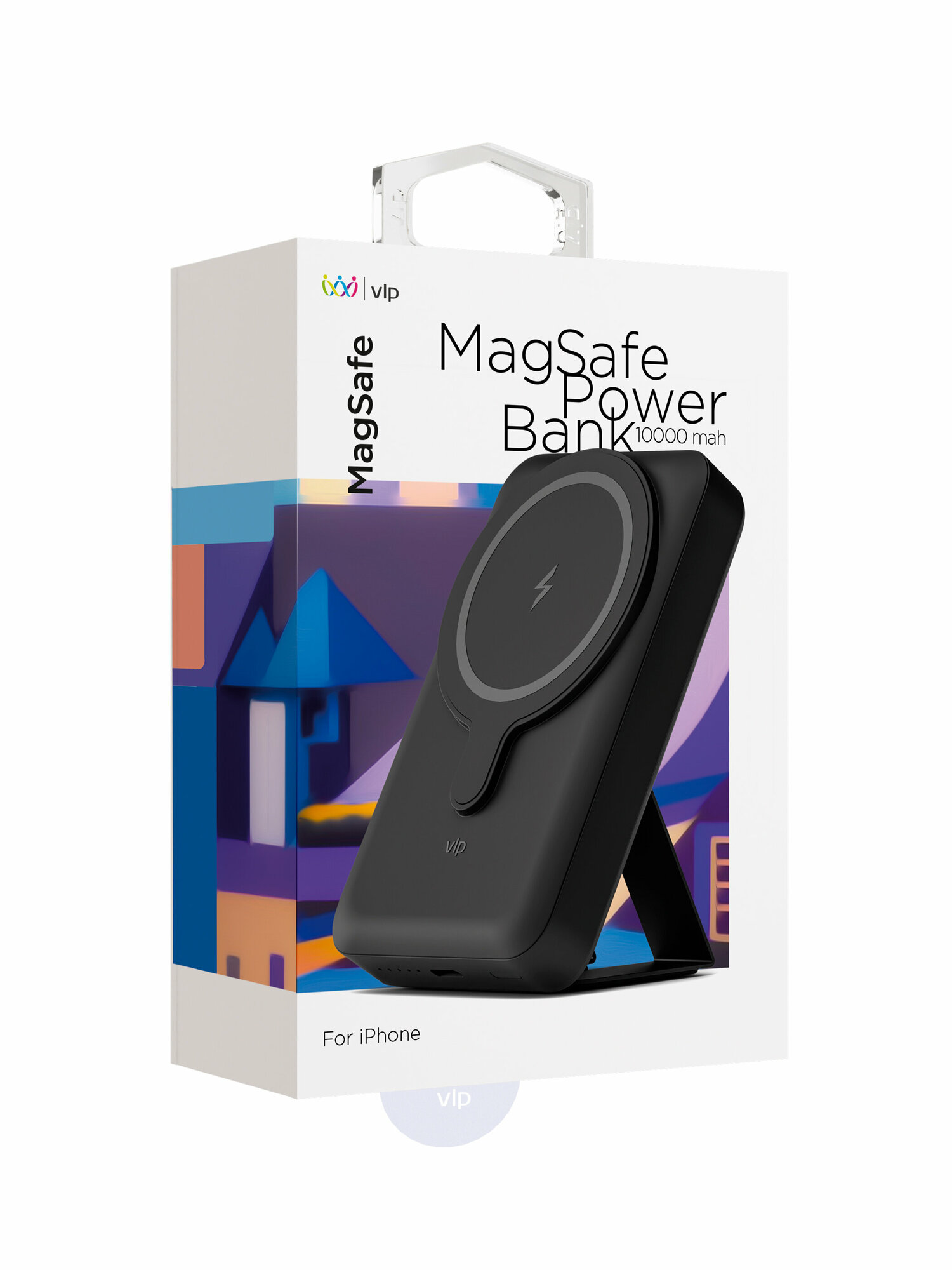 Внешний аккумулятор VLP Mag Safe Powerbank 10000mAh с беспроводной зарядкой, черный