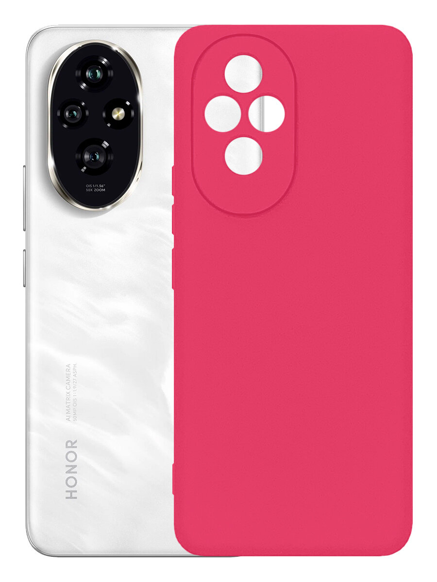 Чехол для Honor 200 силиконовый фуксия / защита камеры, Soft Touch