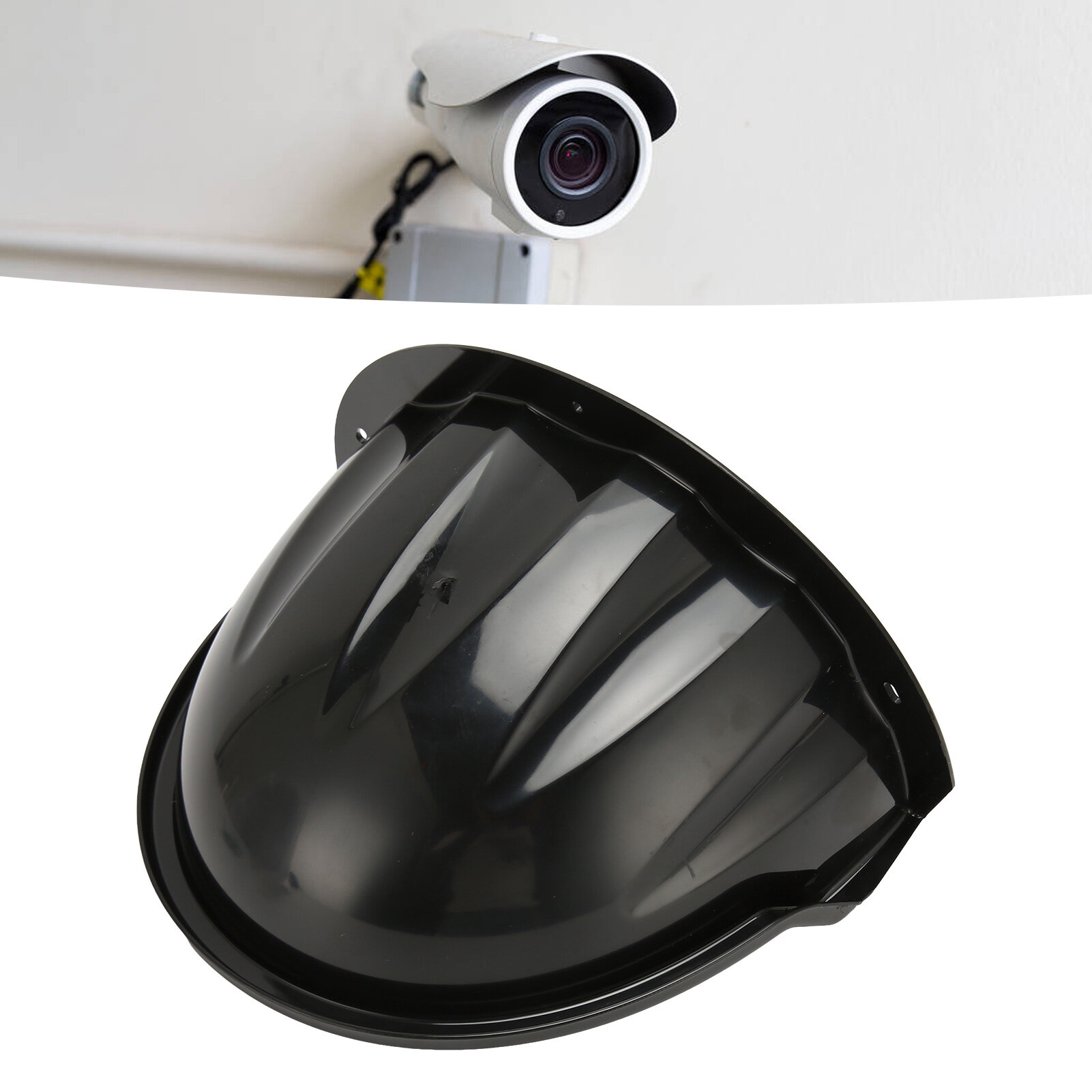 Глушитель для камеры безопасности на улице из пластика ABS, защитный экран для наружной камеры черного цвета, размер 28х21х16см, комплект с 3 винтами и 3 патрончиками для крепления