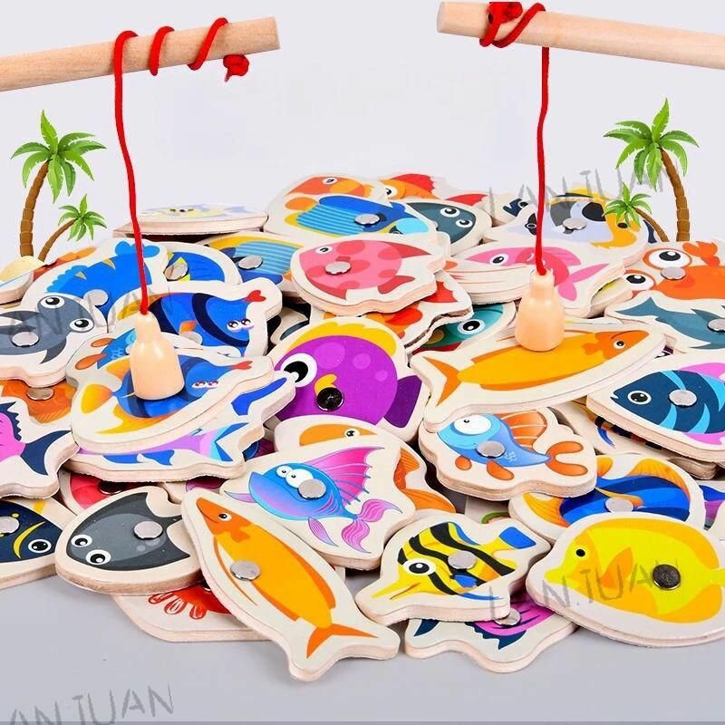 Магнитная рыбалка с удочкой. Набор для магнитной рыбалки из 1 удочек и 15 фигурки рыбок. Сортер морские обитатели