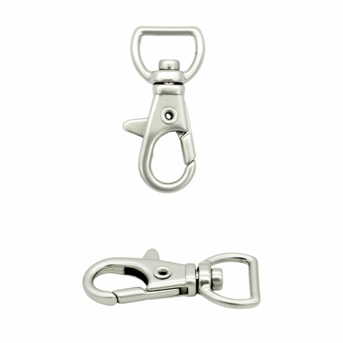 Карабин для сумок BIG поворотный с полукольцом 13 мм, 18х40 мм, металл/серебро, 10 шт (6823)