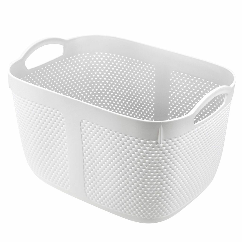 Корзина Домашняя Мода пластмассовая, для хранения, 38,5х 26 см, высота 23 см, с ручками, белый