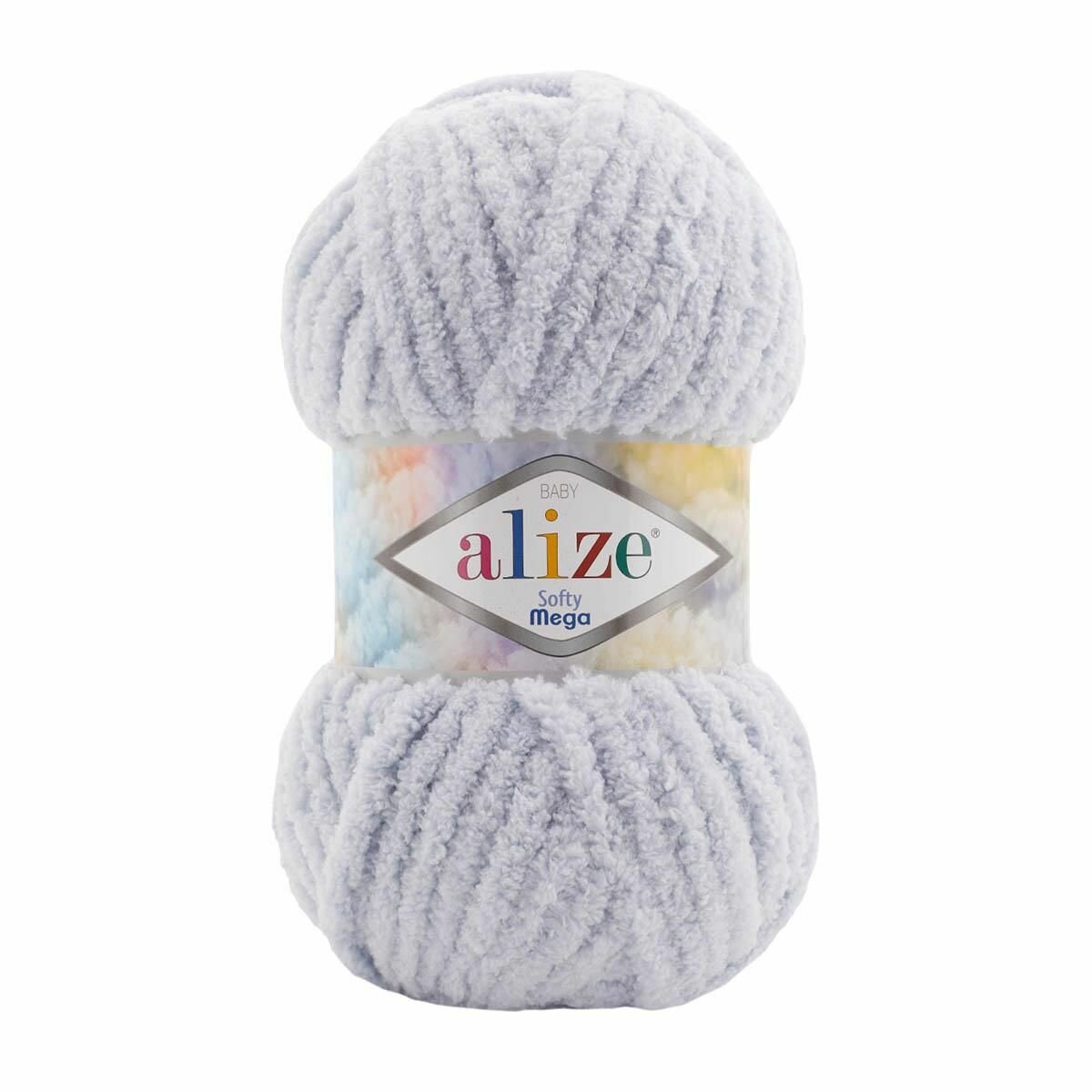 Пряжа ALIZE "Softy Mega", 100 гр 70 м, 100% микрополиэстер, 416 светло-серый, 5 шт