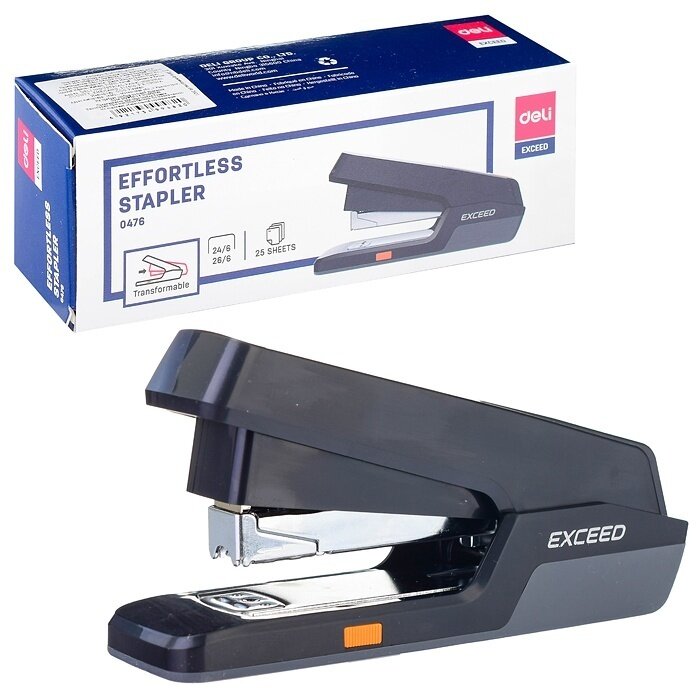 Степлер Deli настольный, до 30 листов, черный, на 100 скоб (E0476BLACK)