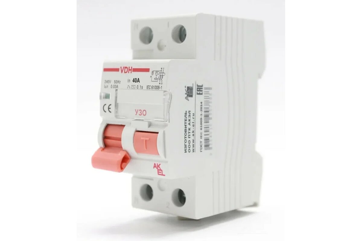 Akel УЗО VDH-2P-40A-30mA-ТипAC 400654