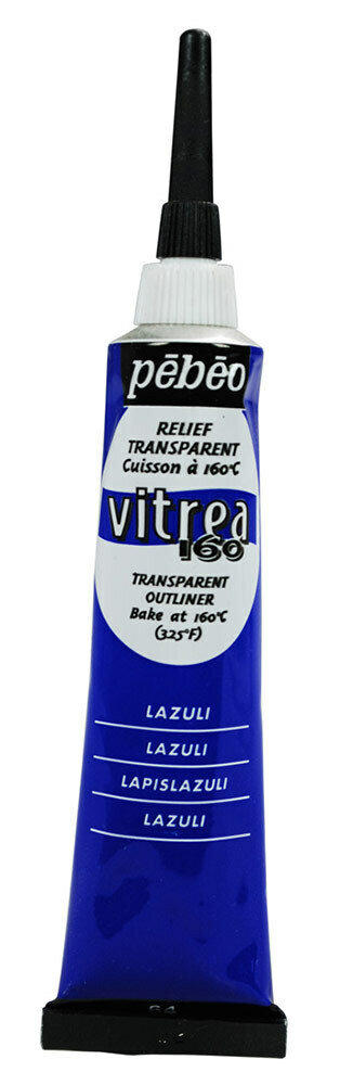 Контурная краска Pebeo по стеклу, под обжиг, Vitrea 160, 20 мл, лазурный