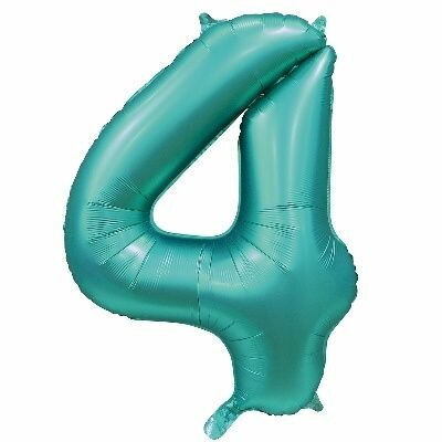 Воздушный шар Веселая затея "Цифра 4", Сатин Teal, 40 дюймов