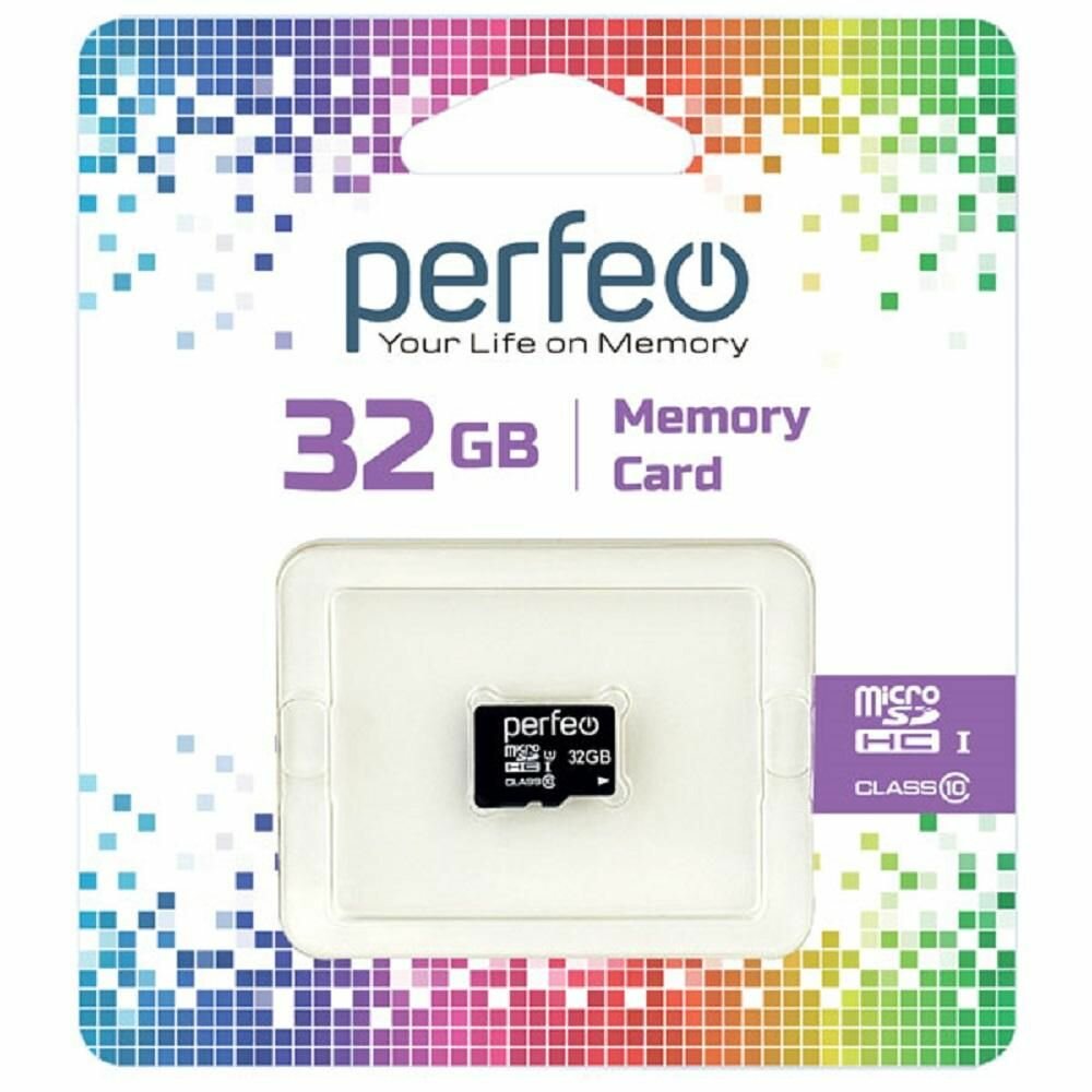 Карта памяти Perfeo microSD, 32 Гб, class 10, без адаптера
