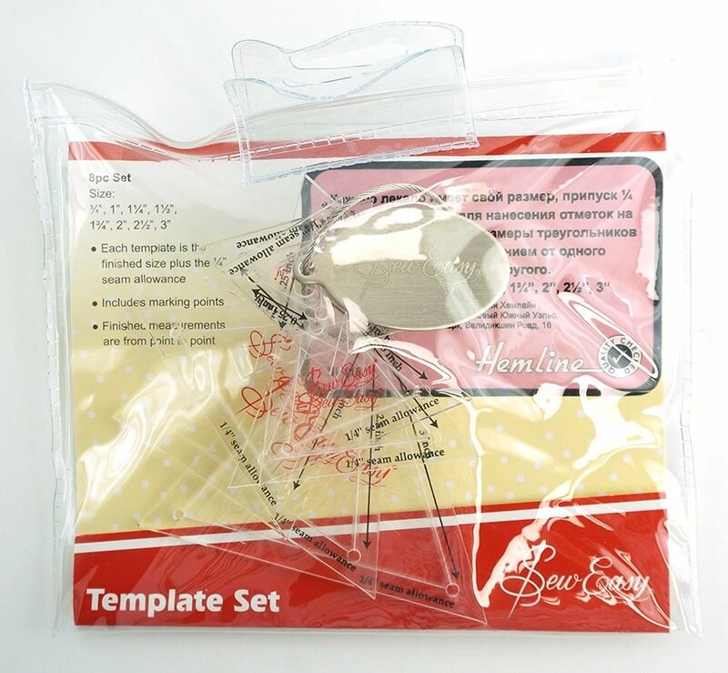 Лекала HEMLINE Для заготовок-треугольников 60 градусов, 8 размеров