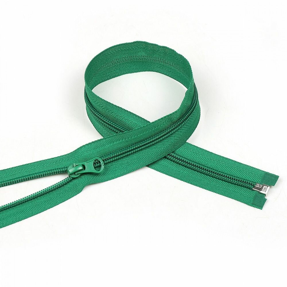 Молния MaxZipper пластмассовая, спираль, 80 см, цвет F258, зеленый, упаковка 10 штук