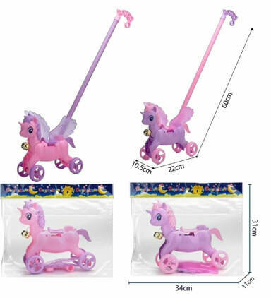 Каталка "Единорог" с бубенцом на палке, 2 вида