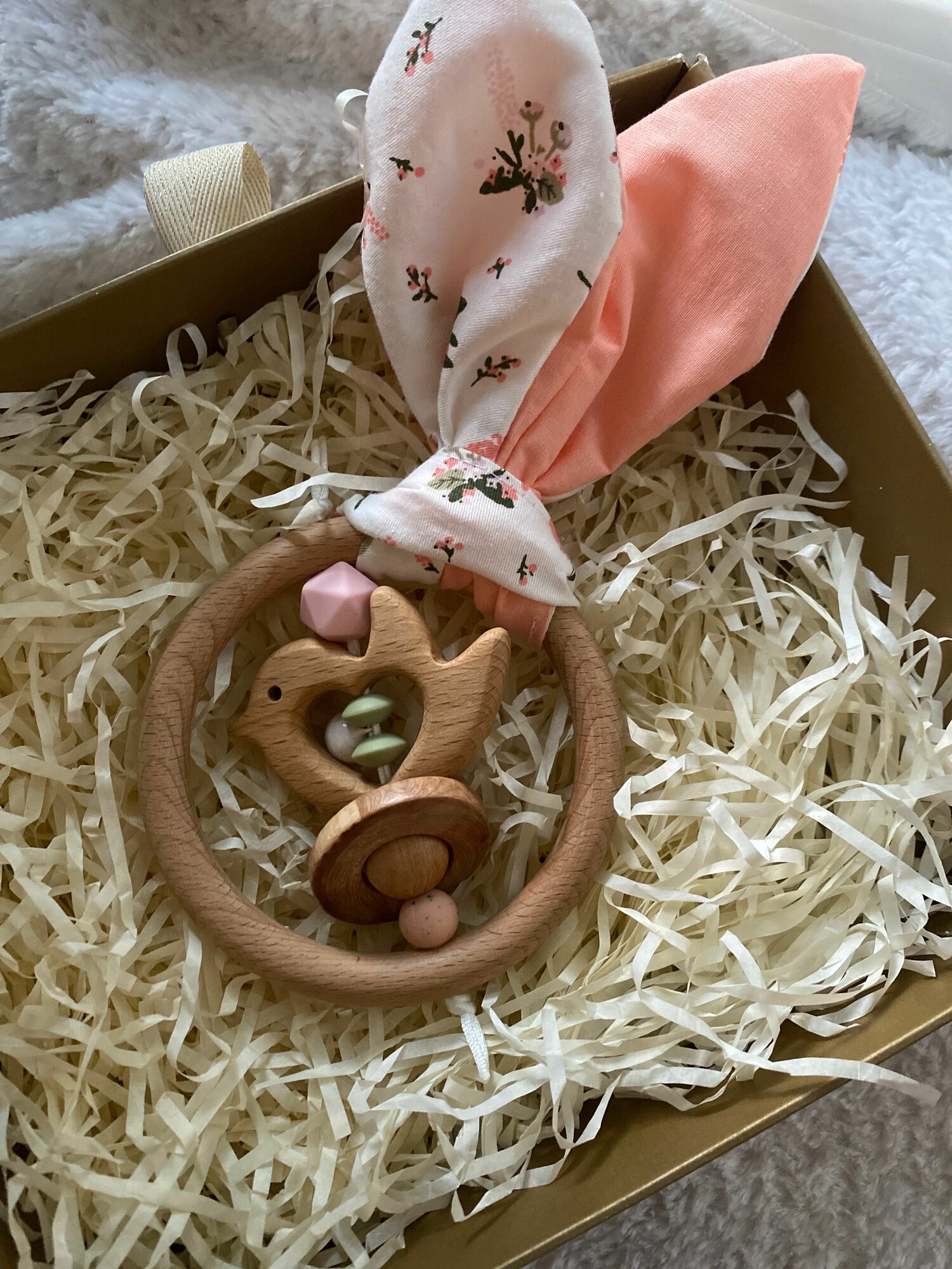 Погремушка деревянная, грызунок, прорезыватель для зубов