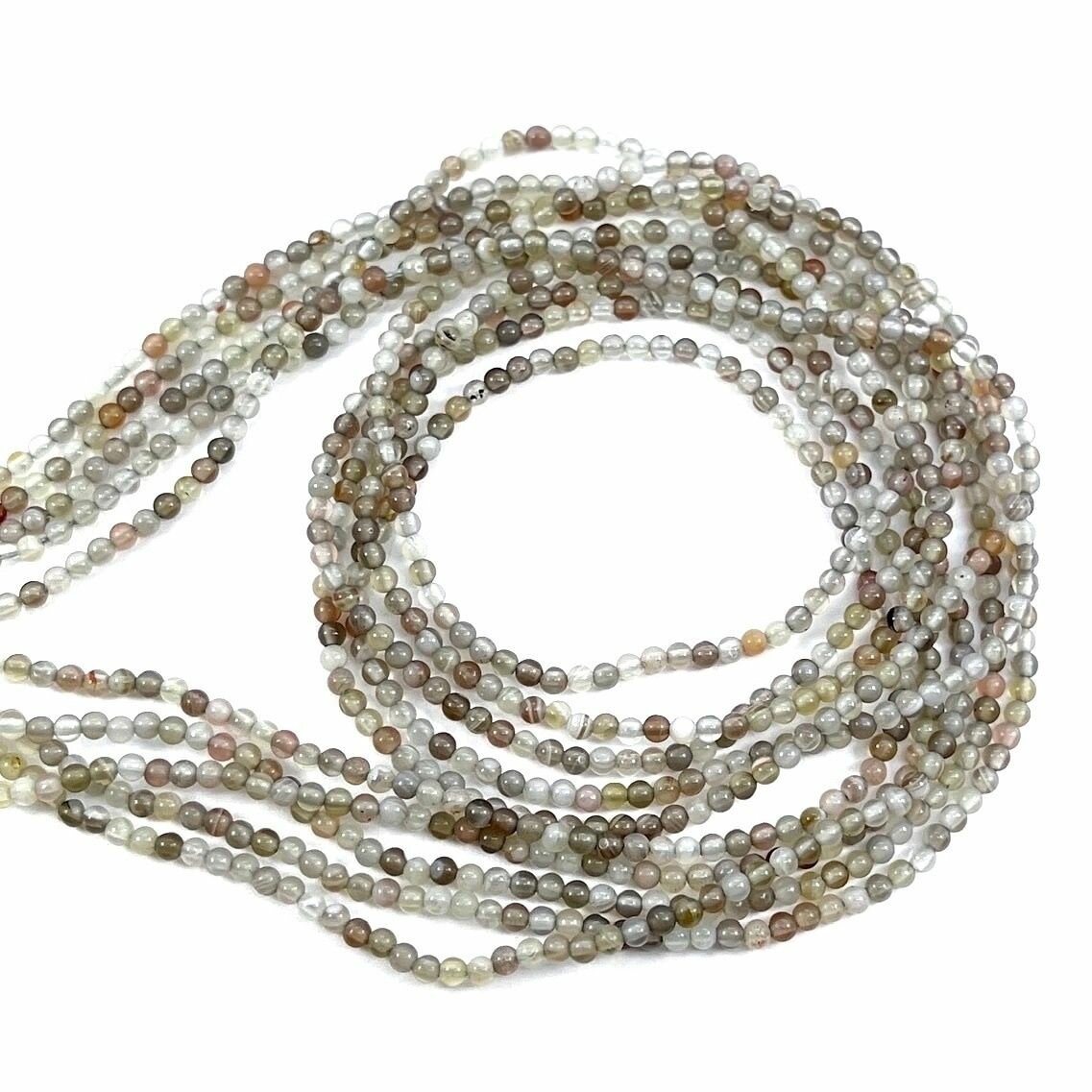 Бусины из натурального камня Агат Ботсвана шар гладкий 2,2 мм (нить 39 см), Suntrim