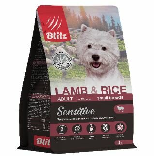 Сухой корм BLITZ Adult Small Breeds Lamb&Rice Sensetive (ягненок и рис) корм д. собак мелк. пород 1,8 кг