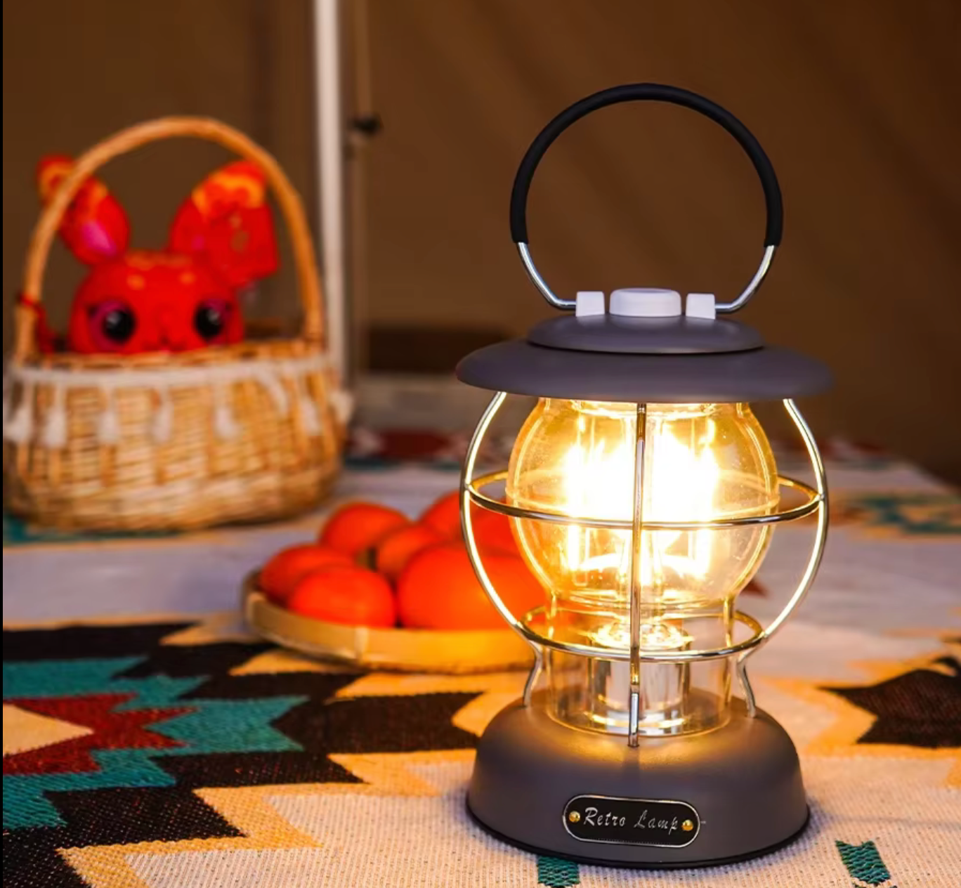 Фонарь с регулировкой света, лампа-светильник, ретро фонарь, черный