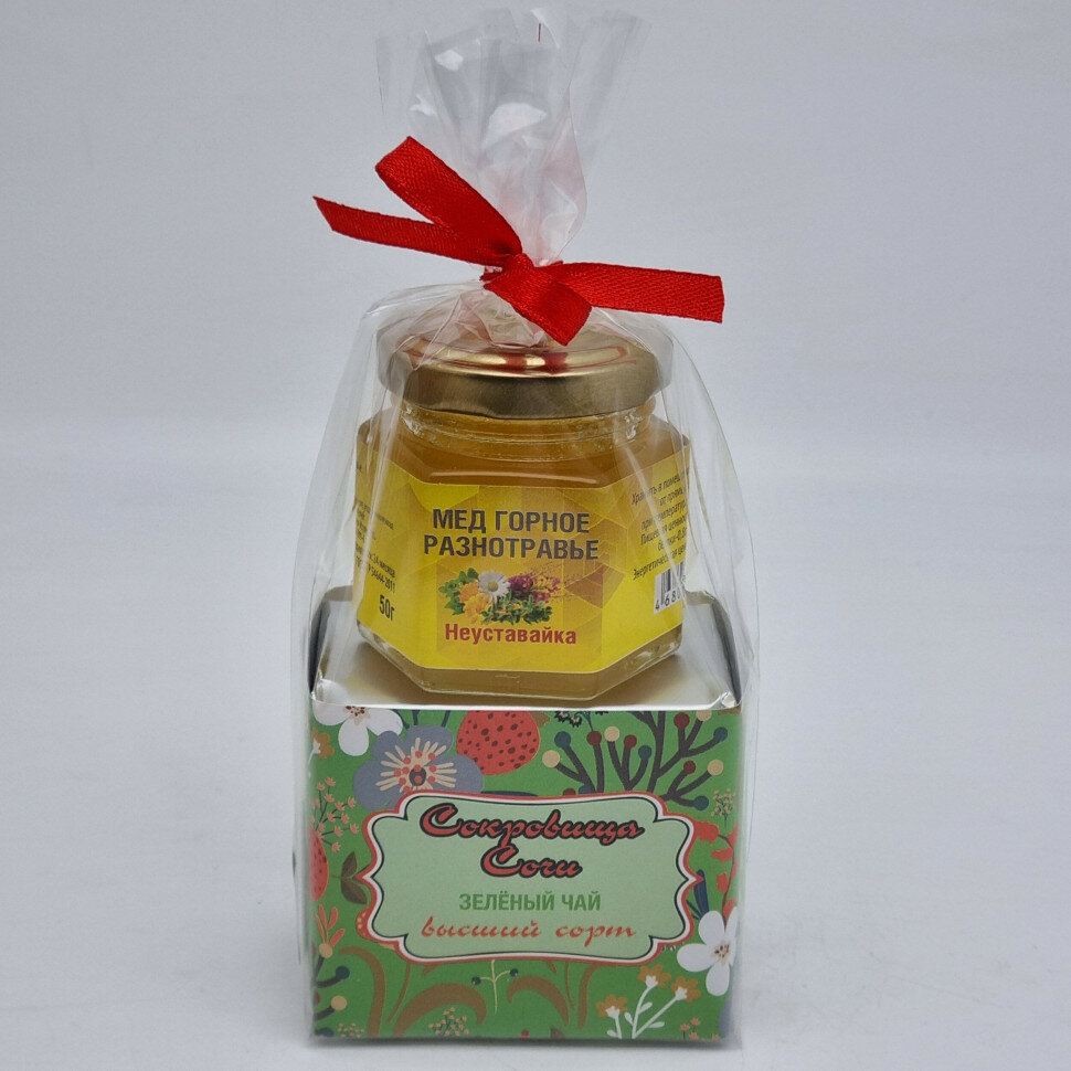 Чай зеленый высший сорт 40гр +мед 50гр