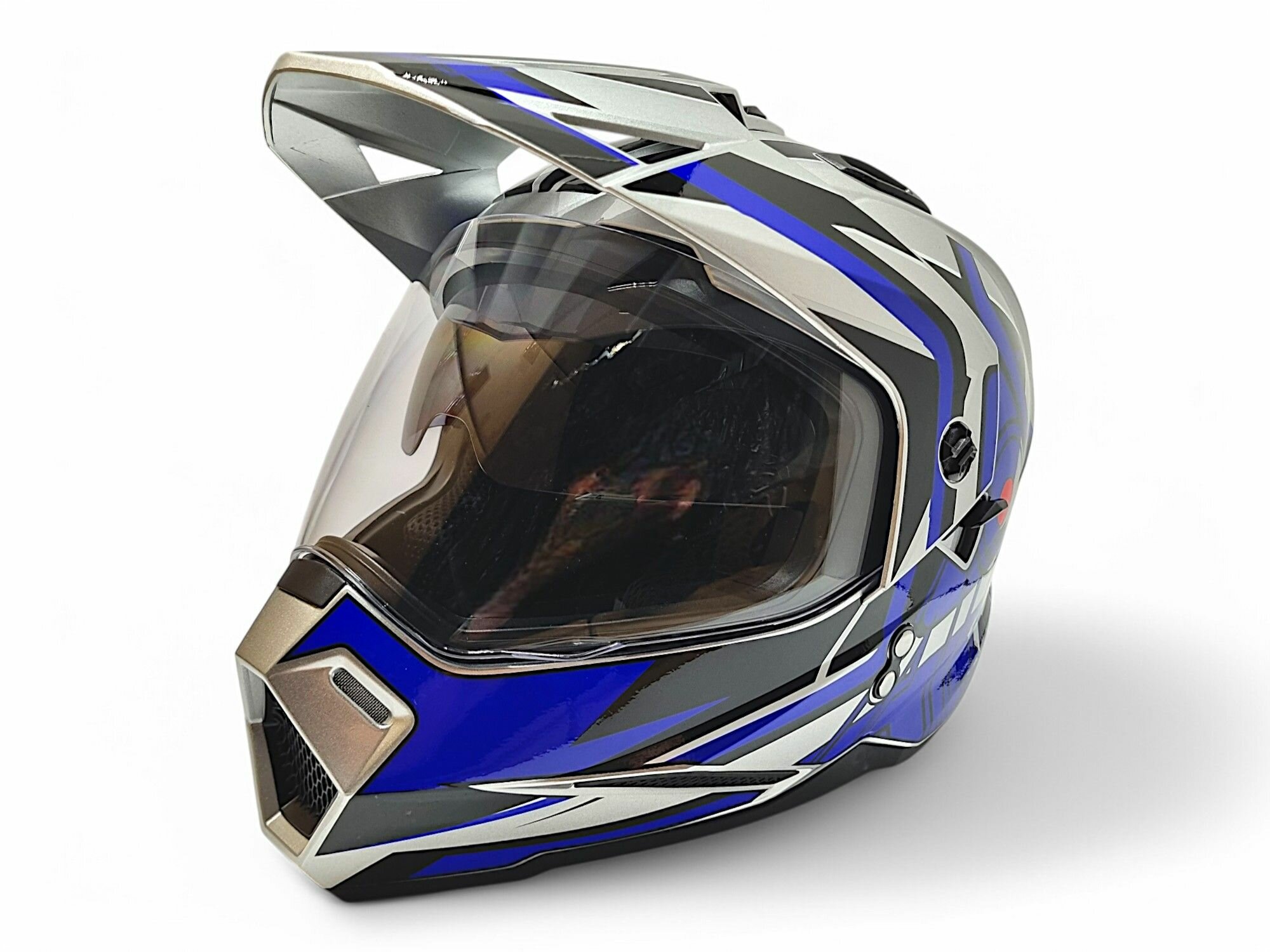 Мотошлем туристический эндуро мотард AiM JK802S Blue/Grey/Black, XXXL