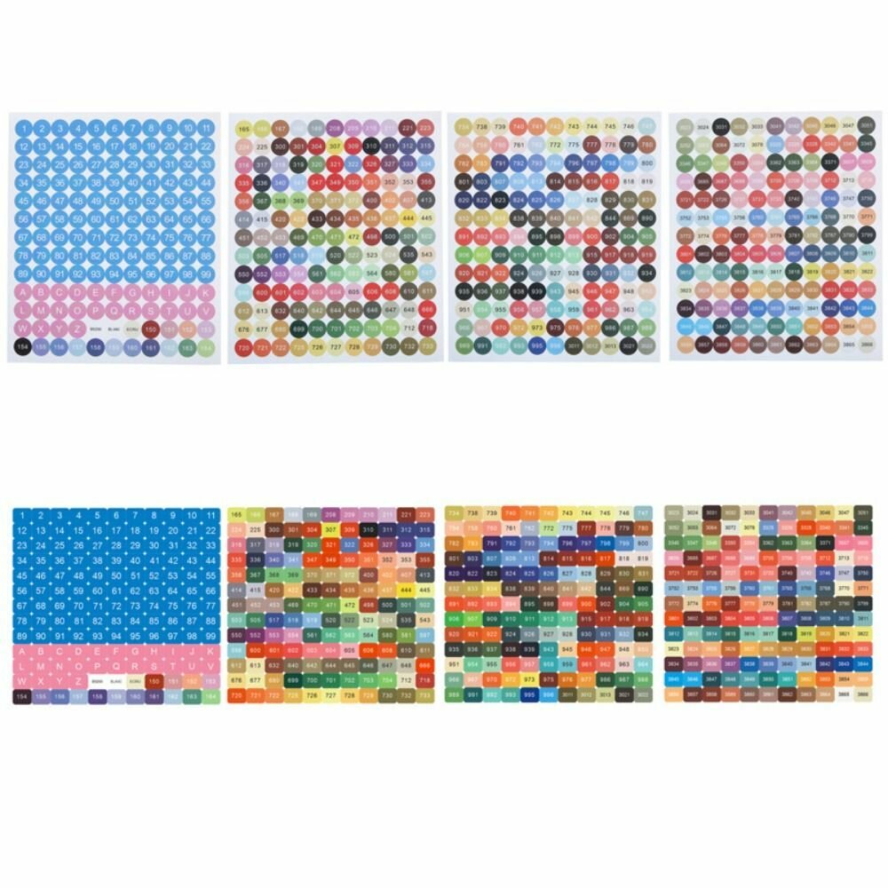 Набор наклеек для алмазной вышивки 5D, 477 цветных бумажных стикеров с цветовым кодом DMC и буквами, круглые и квадратные маркировки для удобной сортировки и хранения страз