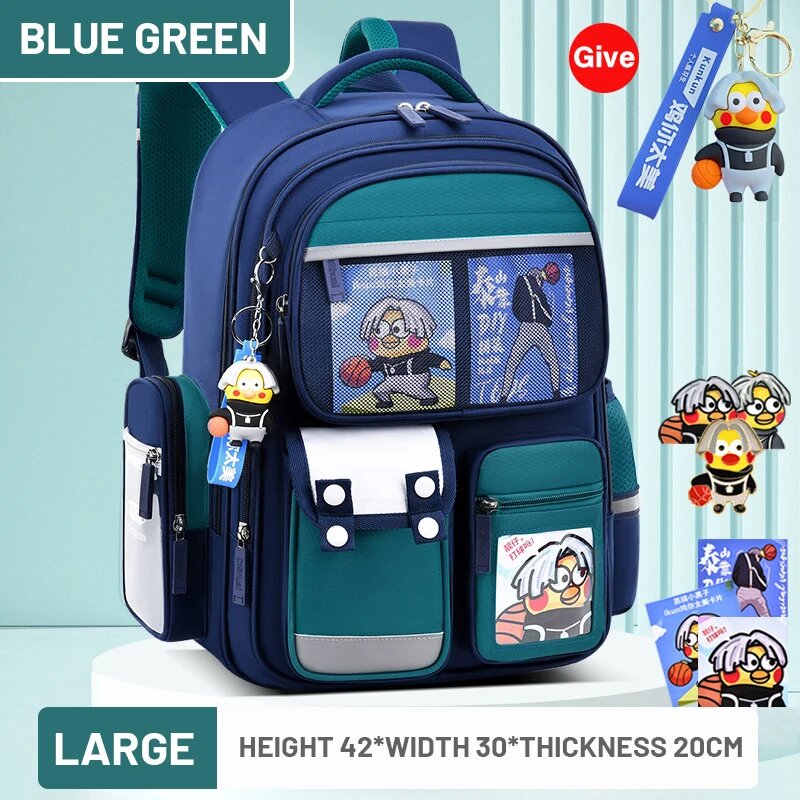Новая детская школьная сумка, рюкзак с героями мультфильмов для мальчиков, рюкзак для начальной школы, студенческий рюкзак для детей 1-6 классов, рюкзак для облегчения позвоночника для мальчиков и девочек Top Green Large