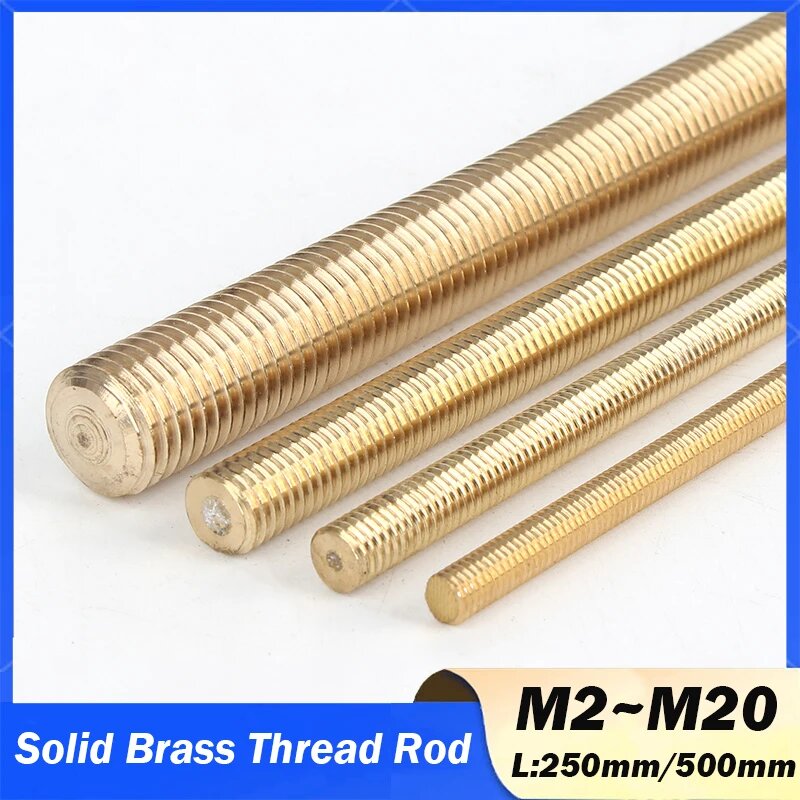 1/2 шт. латунный стержень с резьбой M2 M2.5 M3 M4 M5 M6 M8 M10 M12 M14 M16 M18 M20 Твердый метрический болт с полной резьбой Шпилька стержня вала