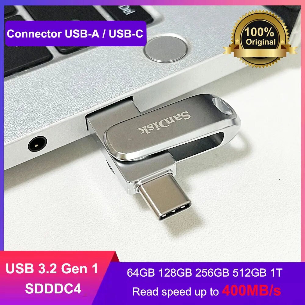 SanDisk Ultra Dual Drive Luxe USB Type-C флешка 128 ГБ