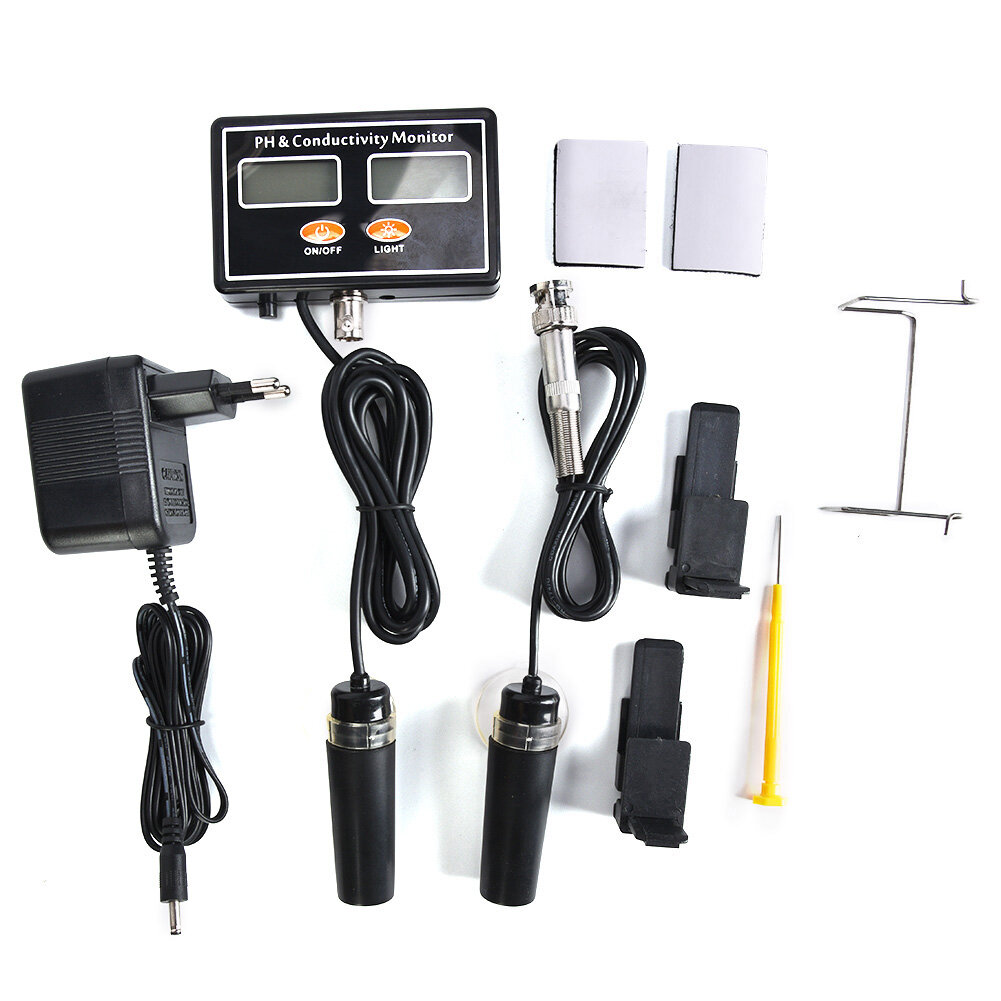 Онлайн-монитор pH и EC для измерения качества воды, тестер качества воды со сменным датчиком pH, вилка 220 В (европейский стандарт).