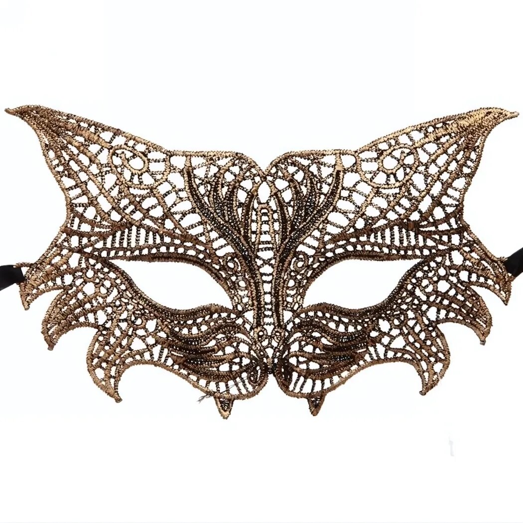 Маска кружево 'Тигрица', бронзовый цвет, ажурный дизайн, текстиль