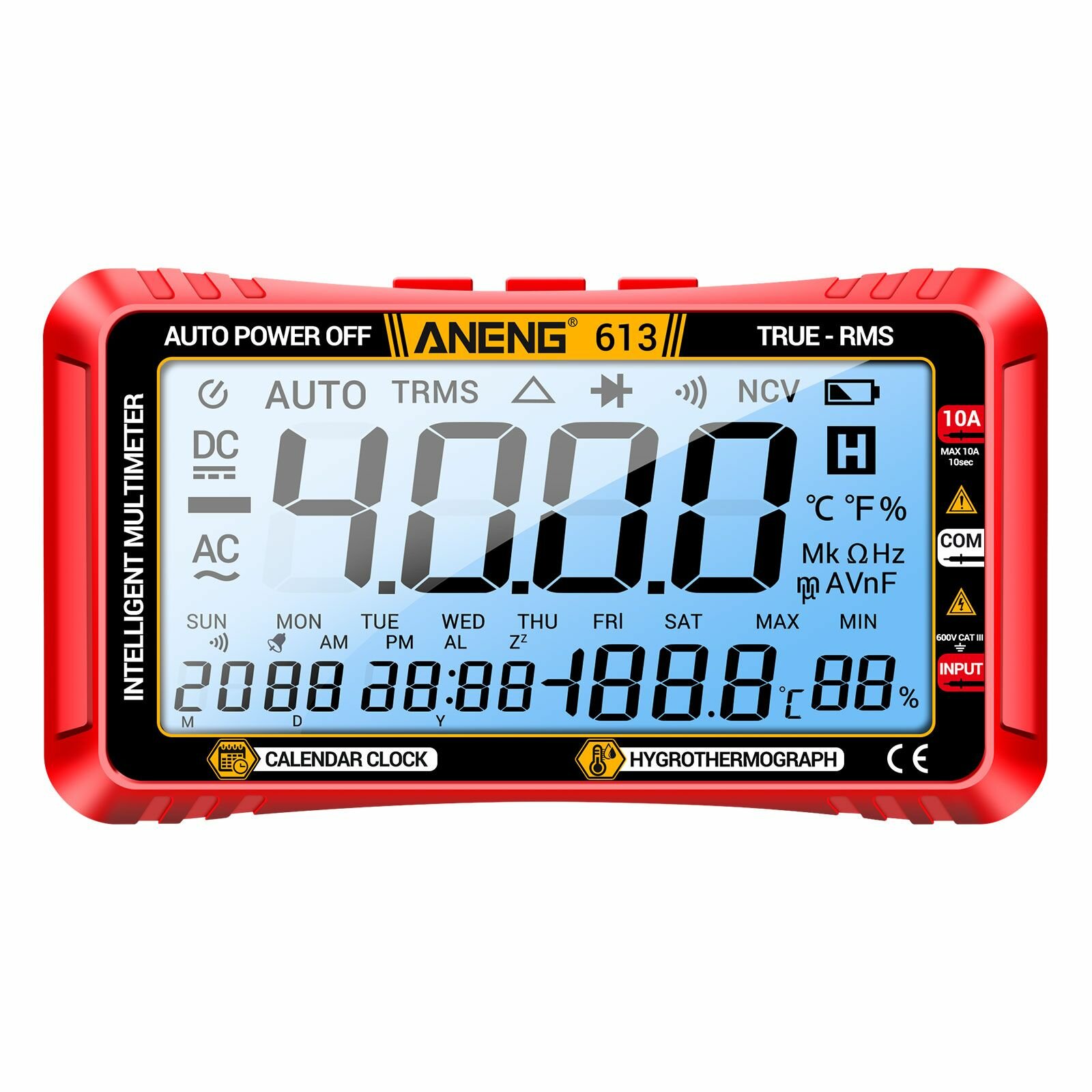 ANENG 613: умный мультиметр 3 в 1, календарь, температура, гигрометр, 4000 отсч, тестер сопротивления и конденсатора