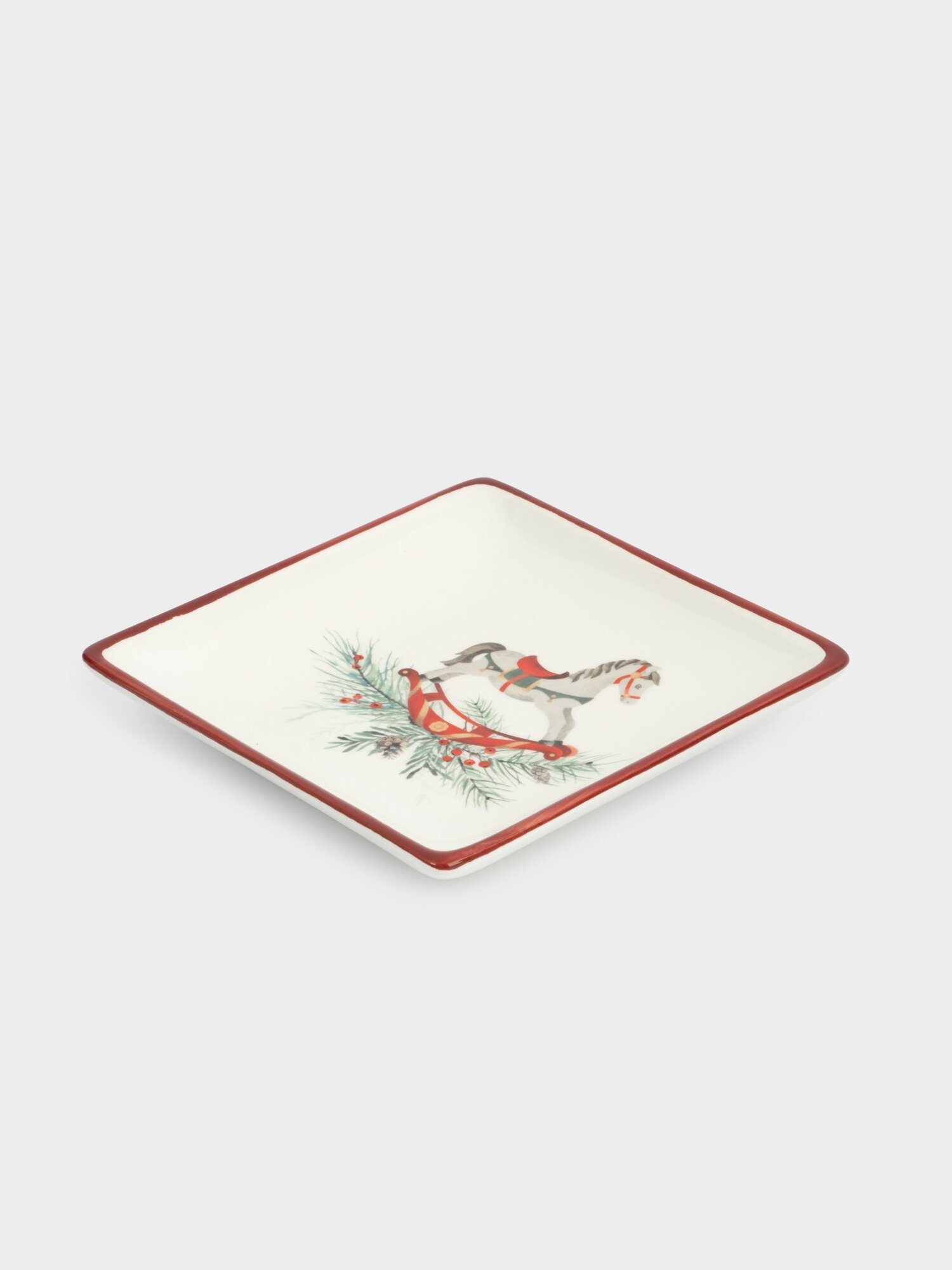 Блюдо, 15✕15 см, керамика, квадратное, красное, Лошадка, Festival (Anna Lafarg)