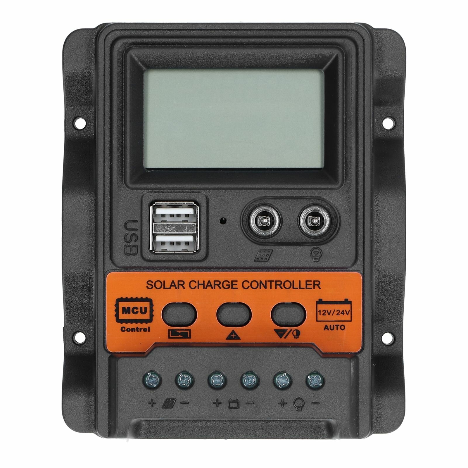 Солнечный контроллер заряда с ЖК-дисплеем и двумя USB, DC 12V-24V, 30A