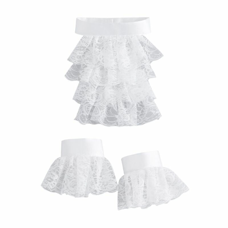 Манжеты с рюшами для викторианских и ренессансных костюмов, средневековый стиль, - комплект с воротником-манжетой