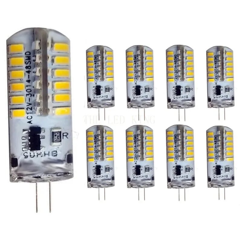 Светодиодные лампы THEBSE G4 12В 10шт Холодный белый, AC DC12V, 3W 3014 24D