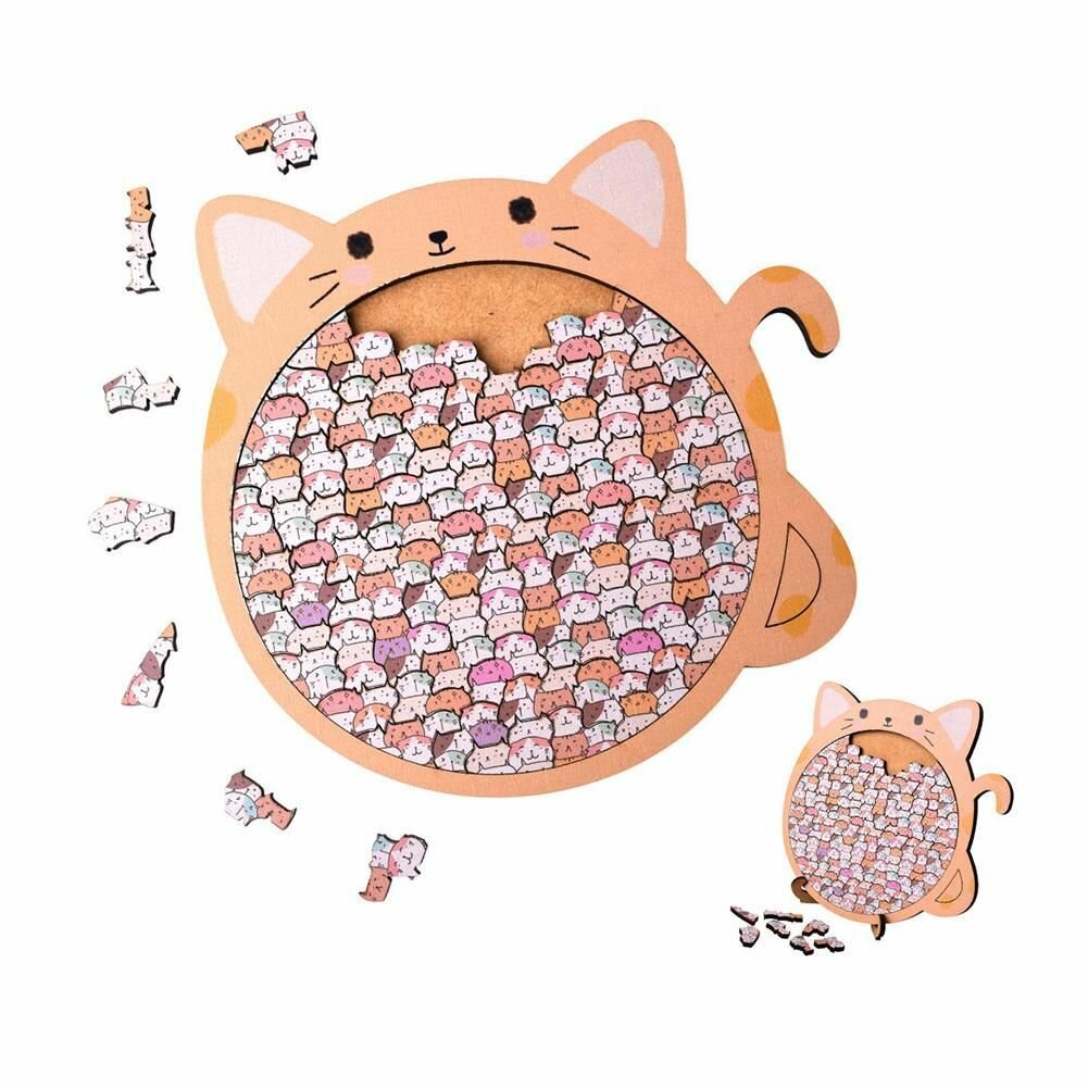 Деревянная головоломка в форме кошки