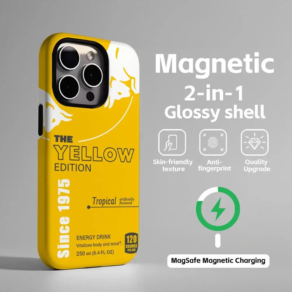 Желтый чехол iPhone 15 Pro Max, 2-в-1, Magnetic, White7
