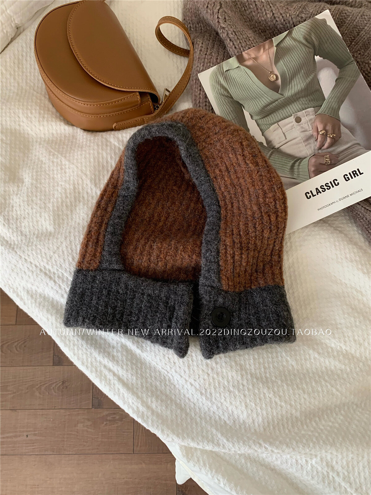 Ding Zouzai Балаклава женская осенне-зимняя теплая шейный шарф цельная вязаная шерстяная шапка защита ушей шляпа Lei Feng