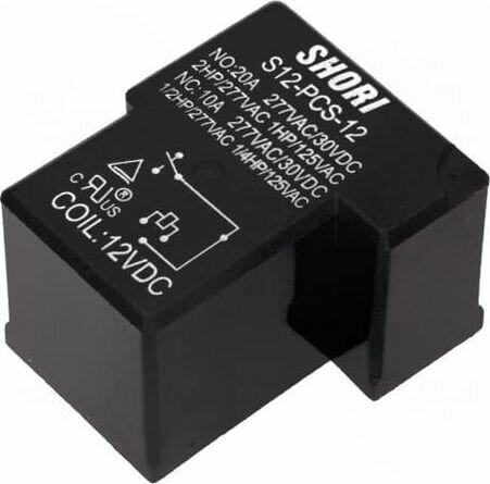 Реле SHORI ELECTRIC S12-PCS-12 электромагнитное SPDT Uобмотки 12ВDC Iконтакт. макс 20А 1 шт