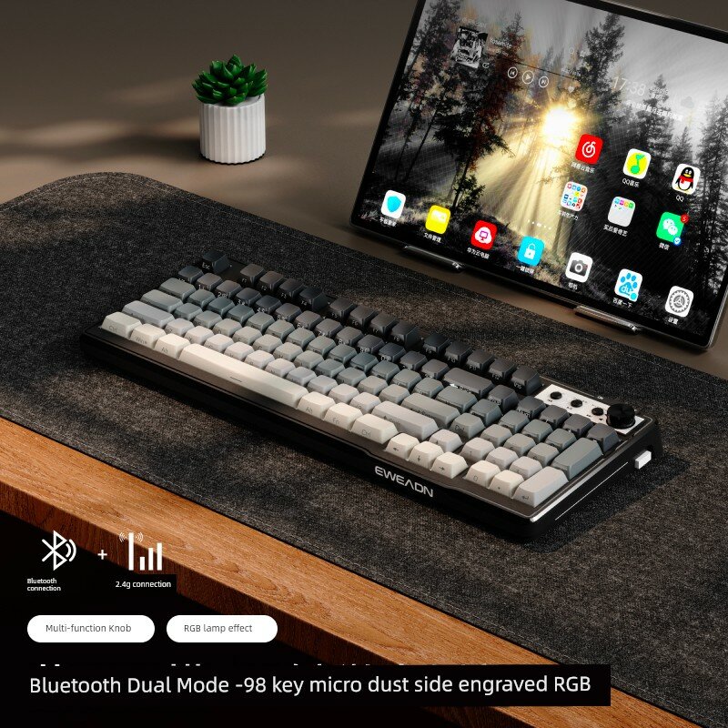 Беспроводной комплект клавиатуры и мыши Forerunner V98Pro Micro Dust с боковой гравировкой, три режима подключения,