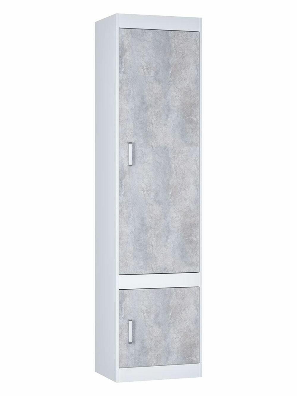 Распашной шкаф-пенал для одежды Паскаль детский, с полками, со штангой, 53.2х40.2х210 см, Белый / Цемент светлый