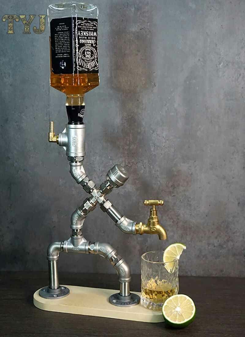 Винный стелаж, нержавеющая сталь, декоративные украшения в стиле ретро для креативных и персонализированных столов в кафе-барах, винных полок и диспенсеров для вина.