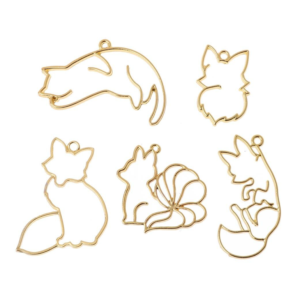 Подвеска «5 лисиц» в металлической рамке, Золото