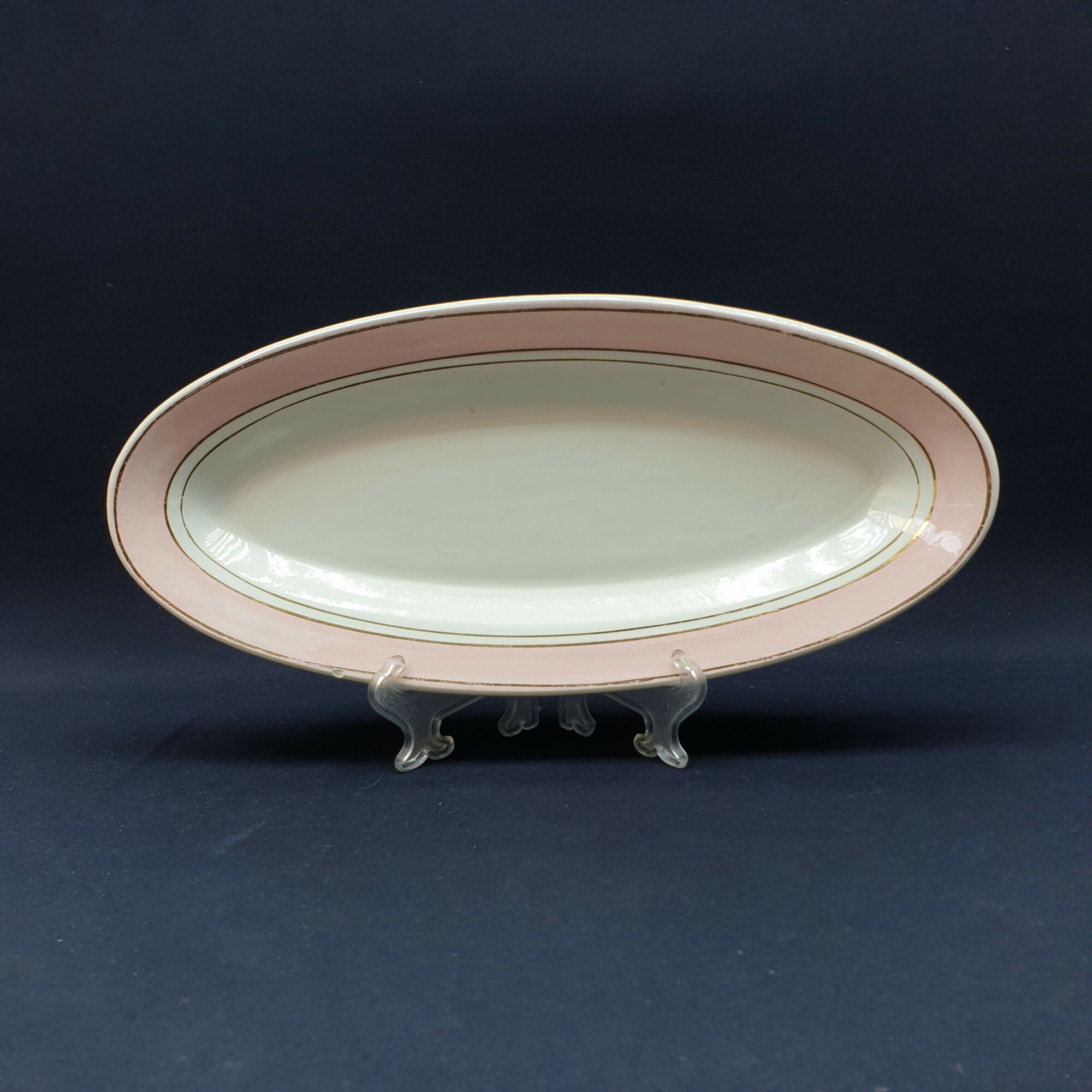 Селедочница , фаянс деколь, позолота, 28х13 см, винтаж СССР