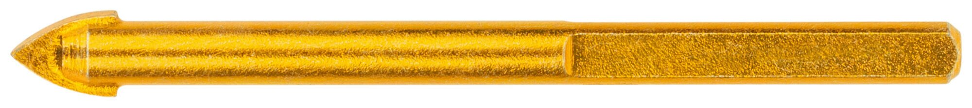 Сверло универсальное по кафелю, стеклу, керамограниту, бетону, кирпичу, трехгранный хвостовик, 6х70