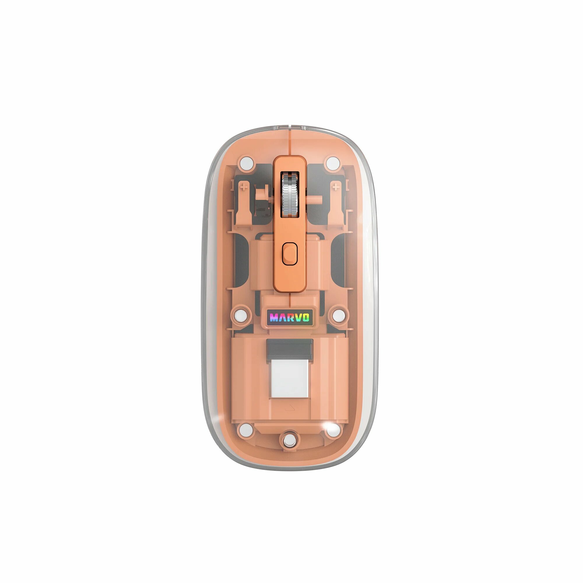 Мышь беспроводная MARVO Prism B10, 1600 dpi, 2.4 ГГц/Bluetooth, 300 мАч, с подсветкой, оранжевый (M810W OR)