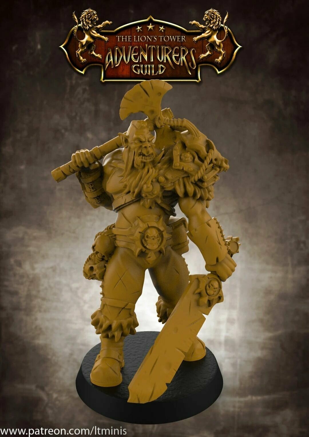 Миниатюра D&D "Орк варвар" 32 мм (DnD, Dungeons & Dragons, ДнД, Подземелья и Драконы, Pathfinder)