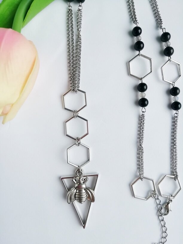 Колье, шунгит, агат