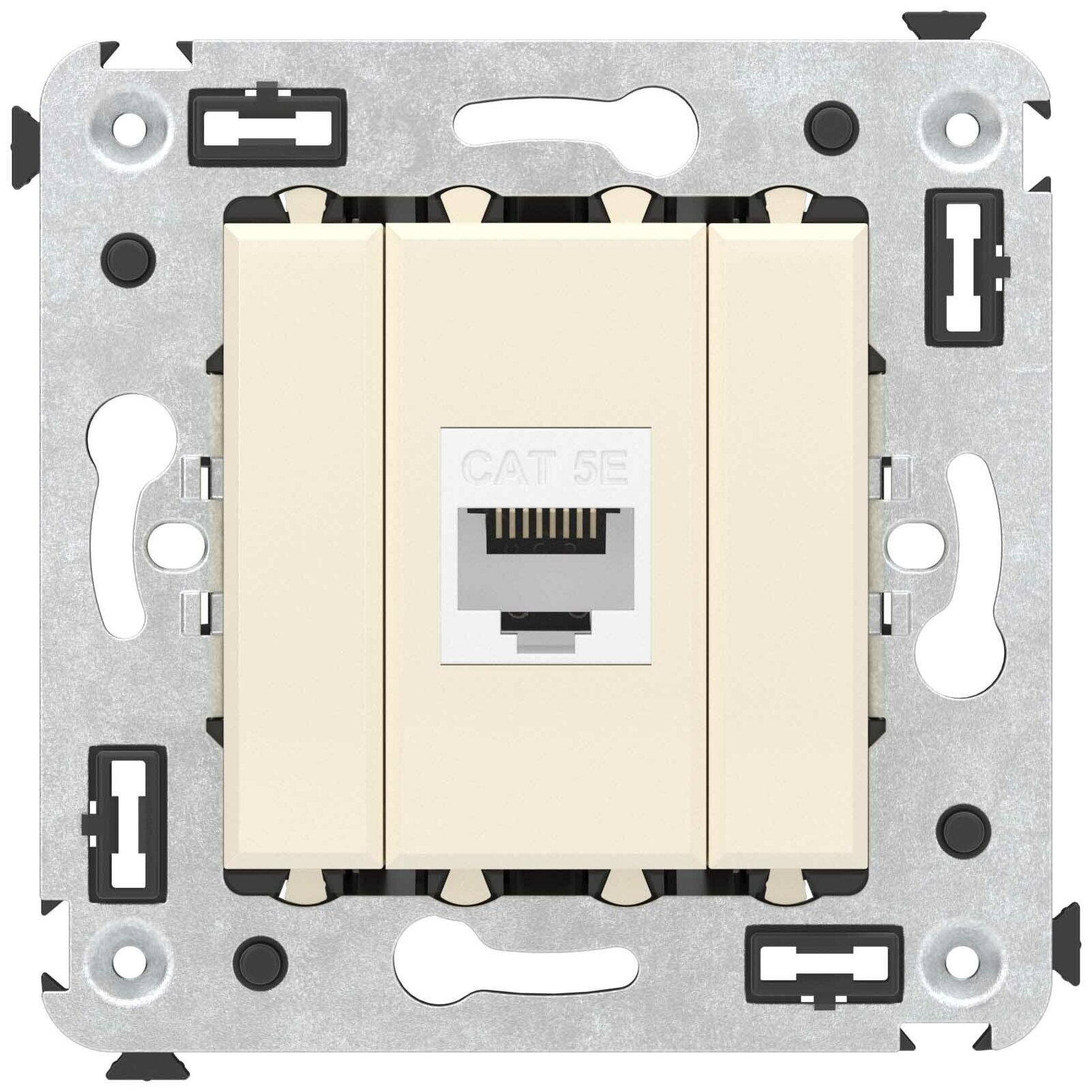 DKC Компьютерная розетка RJ-45 без шторки в стену, кат.5е одинарная, "Avanti", "Ванильная дымка"