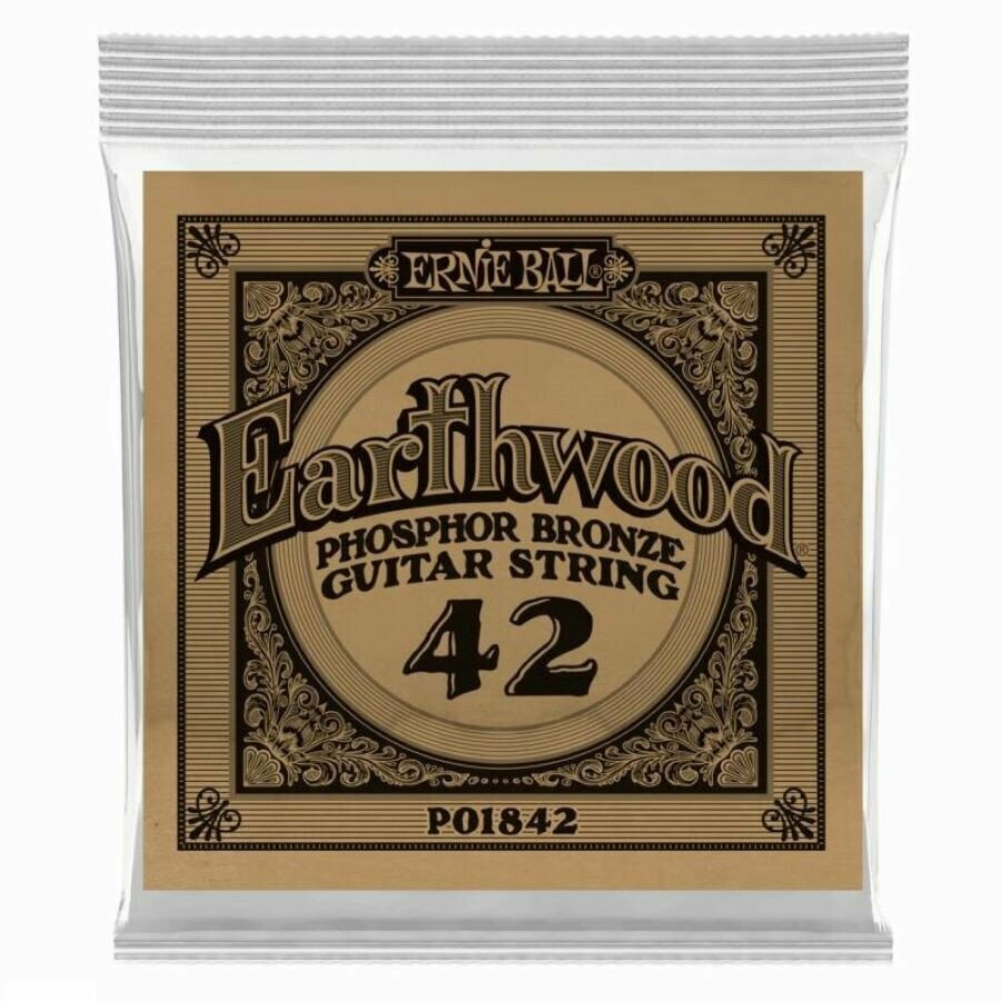 Струна одиночная для акустической гитары ERNIE BALL 1842 Earthwood Phosphor Bronze .042